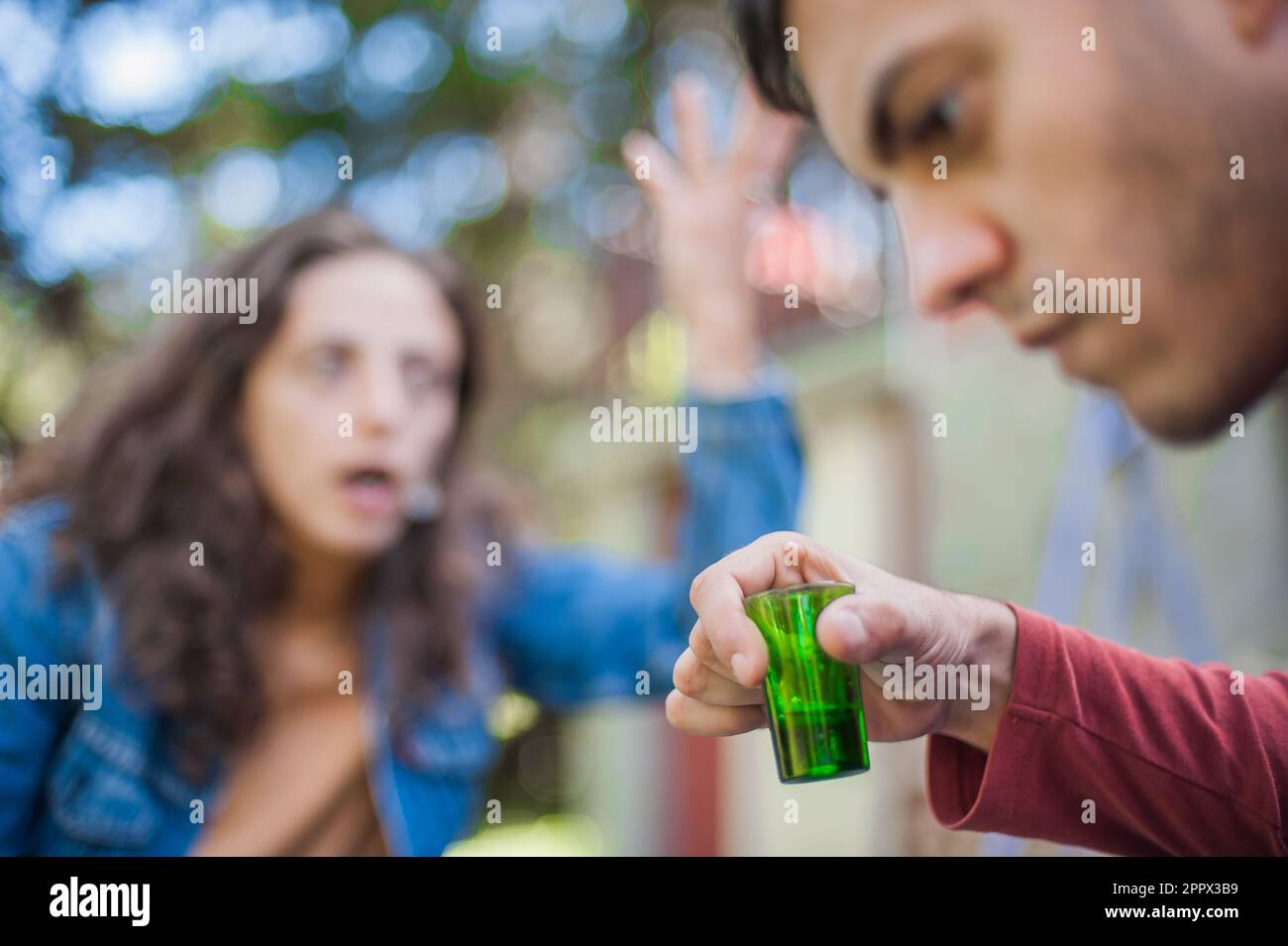 Very drunk couple in quarrel conflict. Relationships and social ...