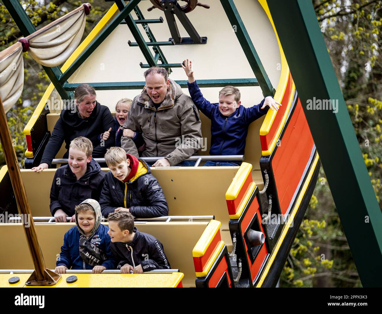 DROUWEN - Day trippers in Drouwenerzand amusement park. During the May ...