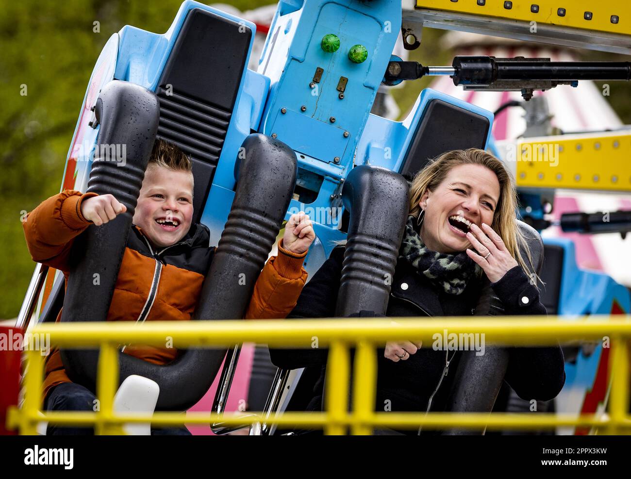 DROUWEN - Day trippers in Drouwenerzand amusement park. During the May ...