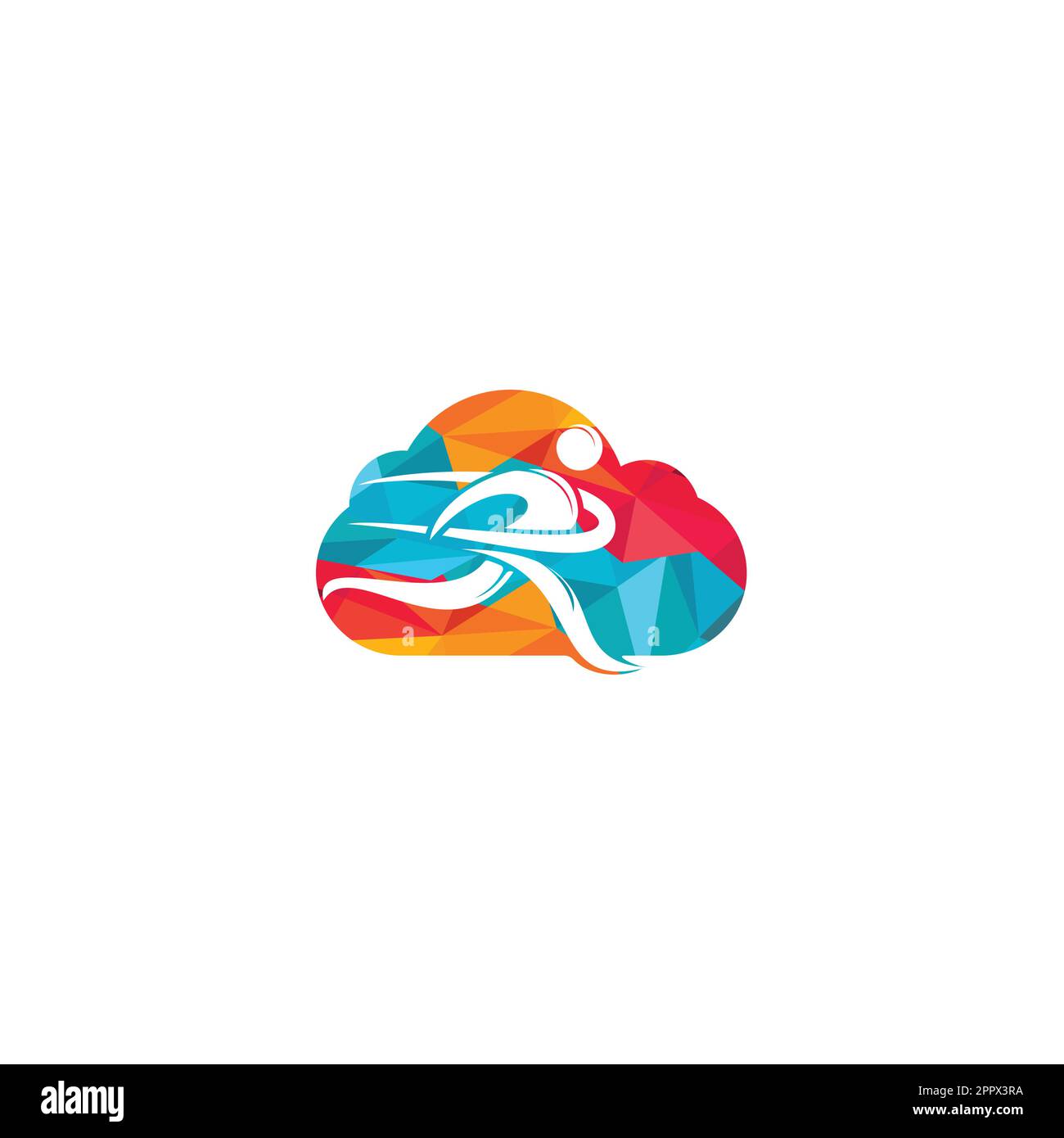Running Man With Finish Ribbon Cloud Shape Logo Design. Marathon logo ...