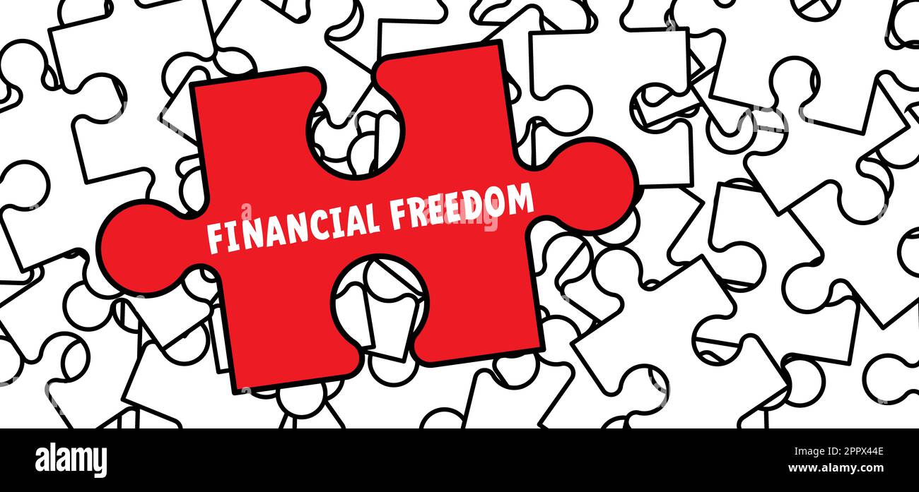 Cartoon jigsaw puzzle, puzzel pieces connection and slogan financial ...