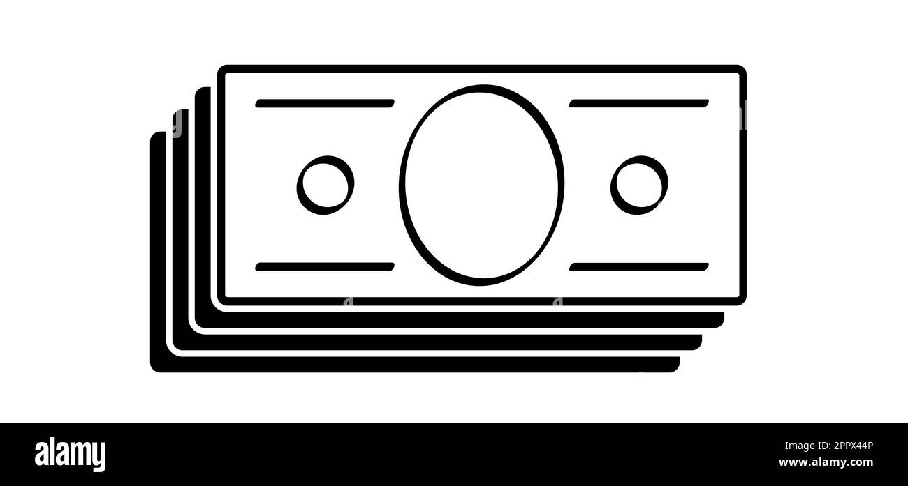 Cartoon bundle paper money icon or logo. Vector money notes or money ...