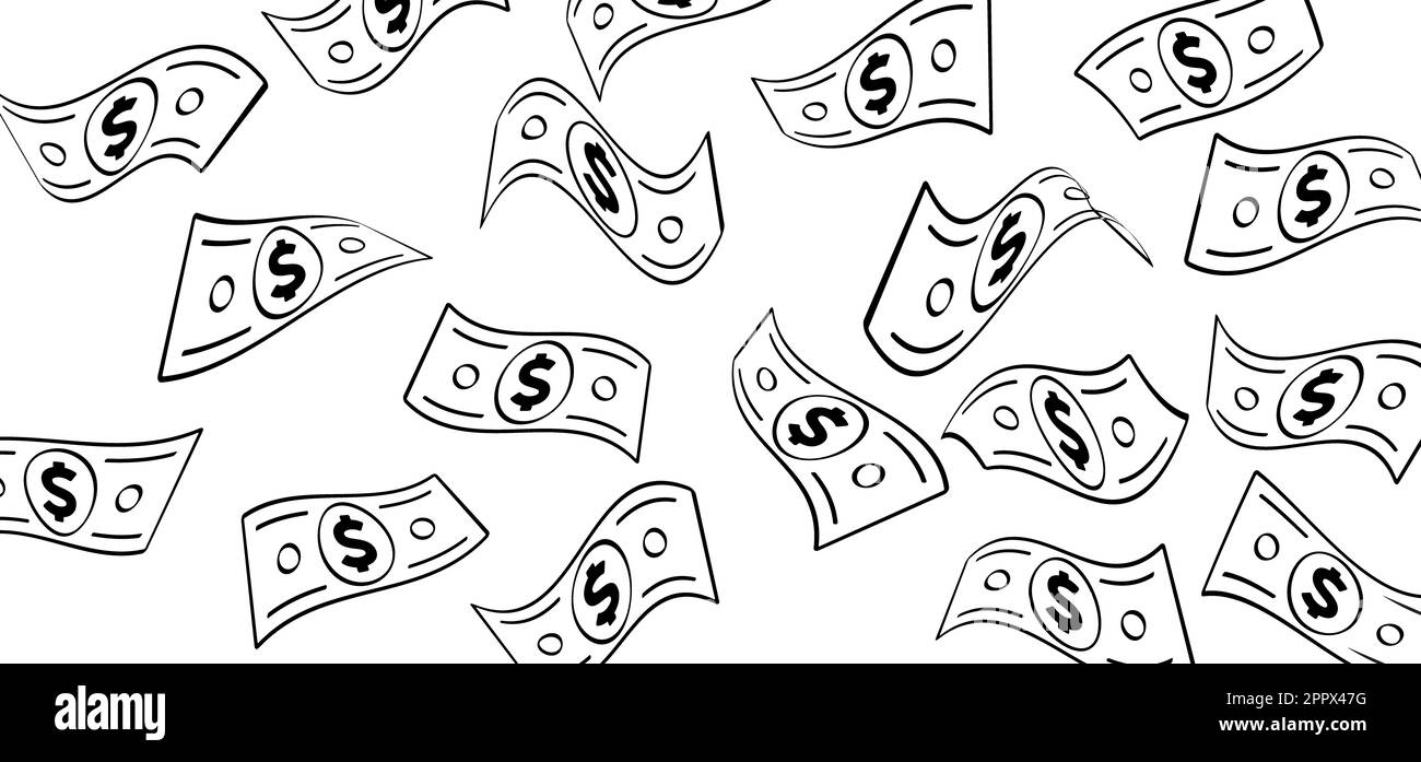 Cartoon bundle usa paper money icon or logo. Vector dollar, money notes ...