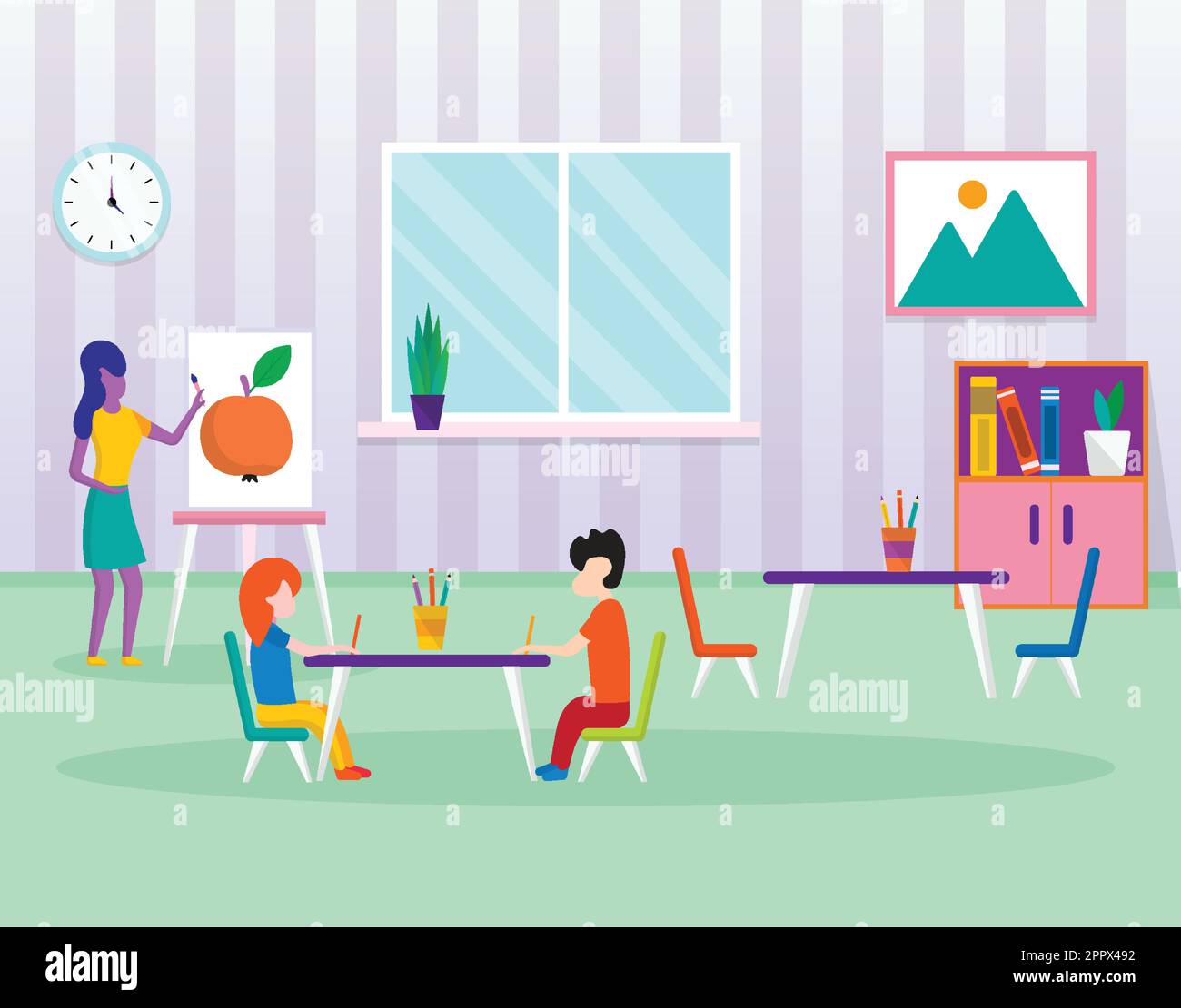 Kid learn to draw vector illustration Stock Vector Image & Art - Alamy