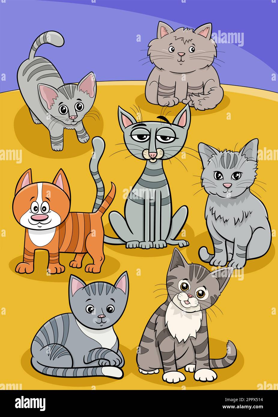 cartoon cats and kittens comic animal characters group Stock Vector ...