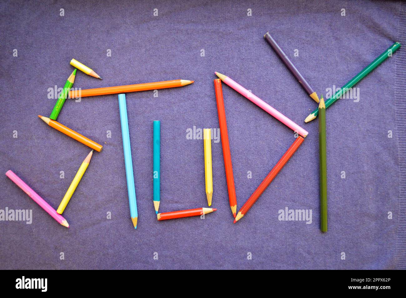 Write a study written in colored pencils. The inscription study is made ...