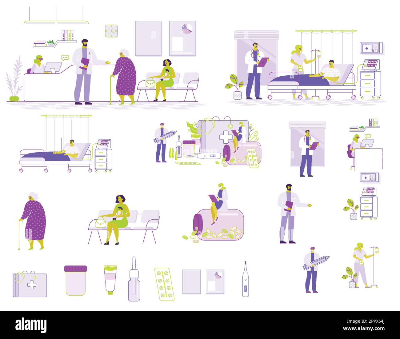 people in a hospital vector illustration Stock Vector Image & Art - Alamy
