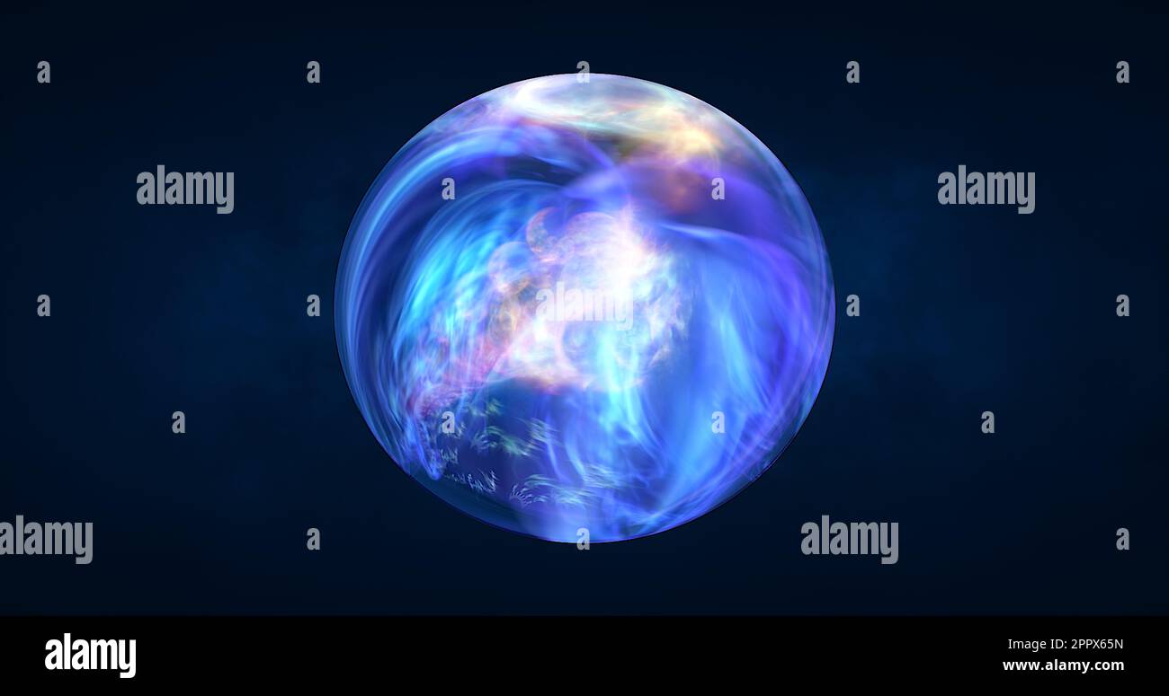 Abstract ball sphere planet iridescent energy transparent glass magic ...