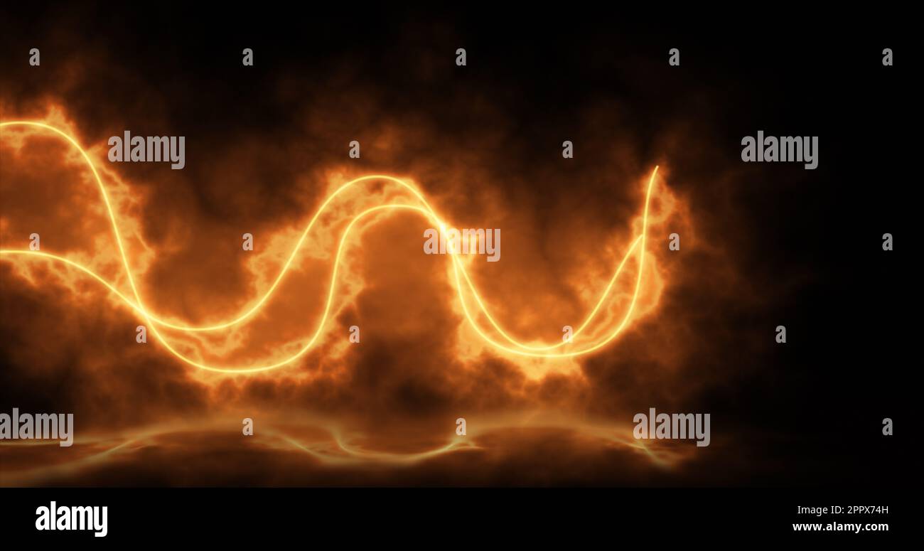 Abstract bright orange fiery lines light energy magical with ...