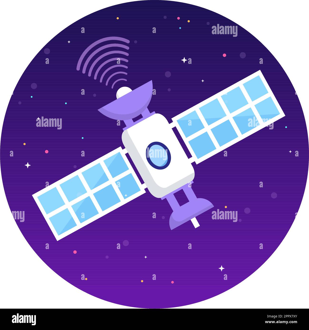 Astronomy Cartoon Illustration with Telescope for Watching Starry Sky ...