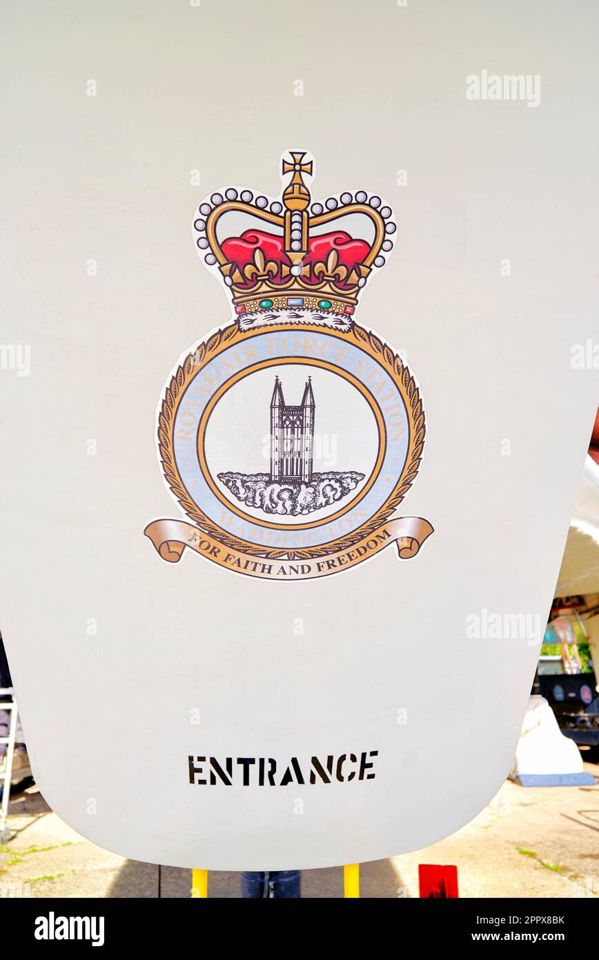 Entrance door and insignia of the Avro Vulcan B2 Bomber airplane; XM655 ...