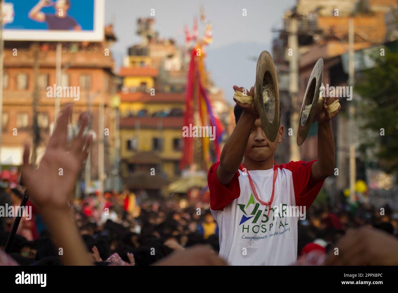 On April.24,2023 in Lalitpur, Nepal. Devotee taking part in first day ...