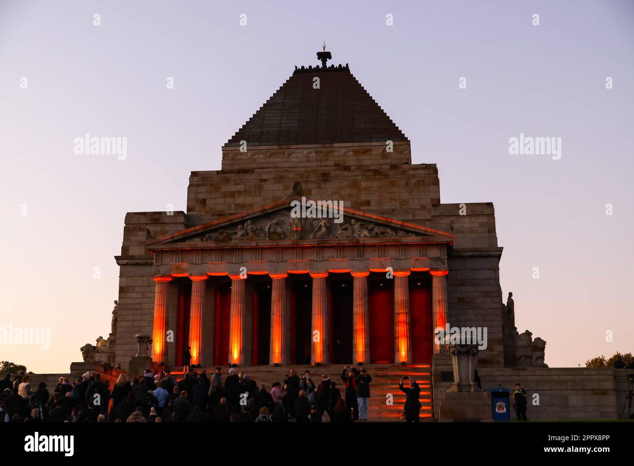 Melbourne, Australia. 25th Apr, 2023. Members of the public pay their respects at The Shrine of ...