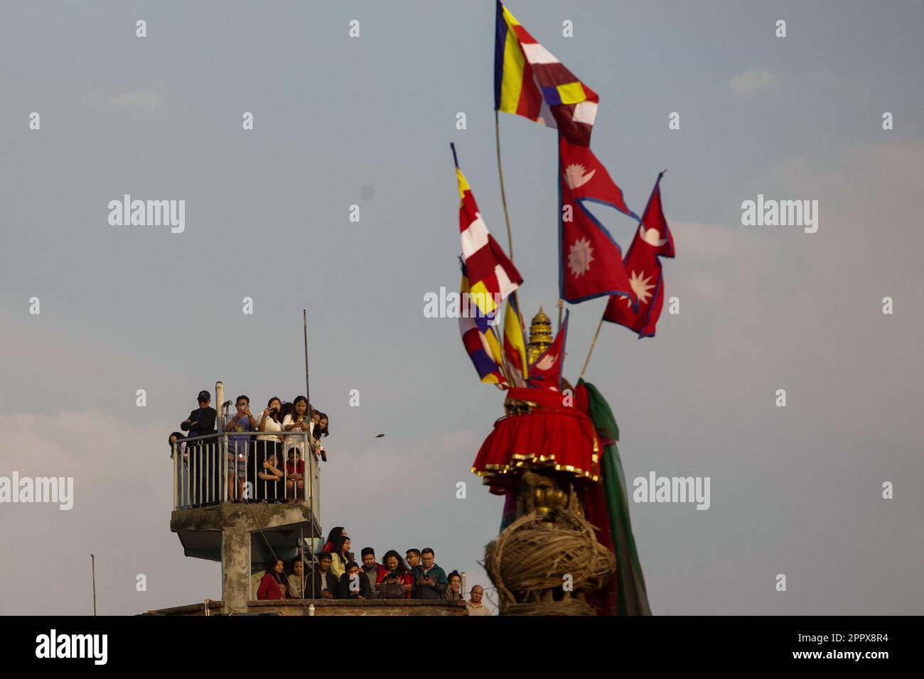 On April.24,2023 in Lalitpur, nepal. General public observe the chariot ...