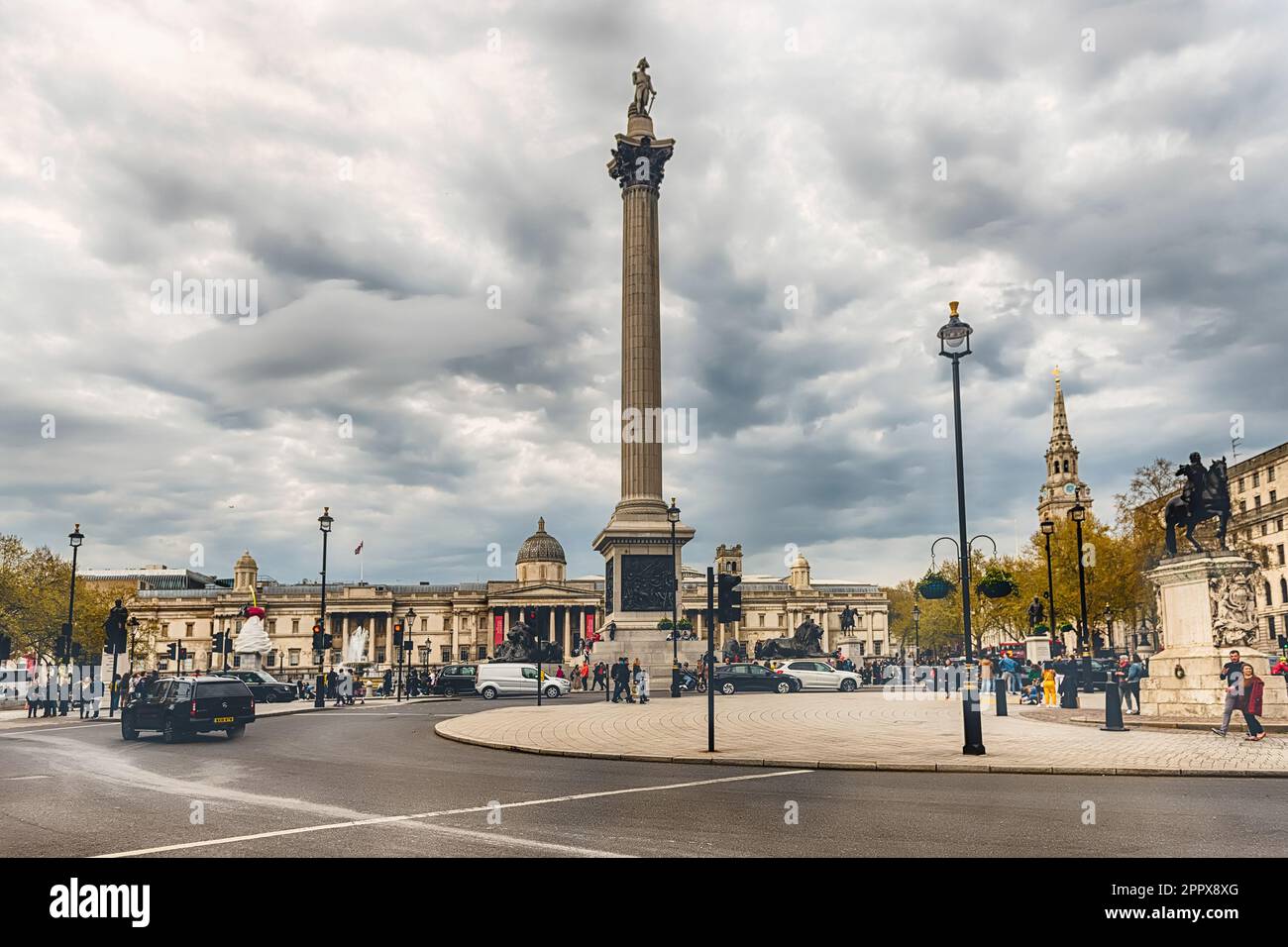 LONDON - APRIL 11, 2022: Nelson's Column, iconic monument in Trafalgar ...