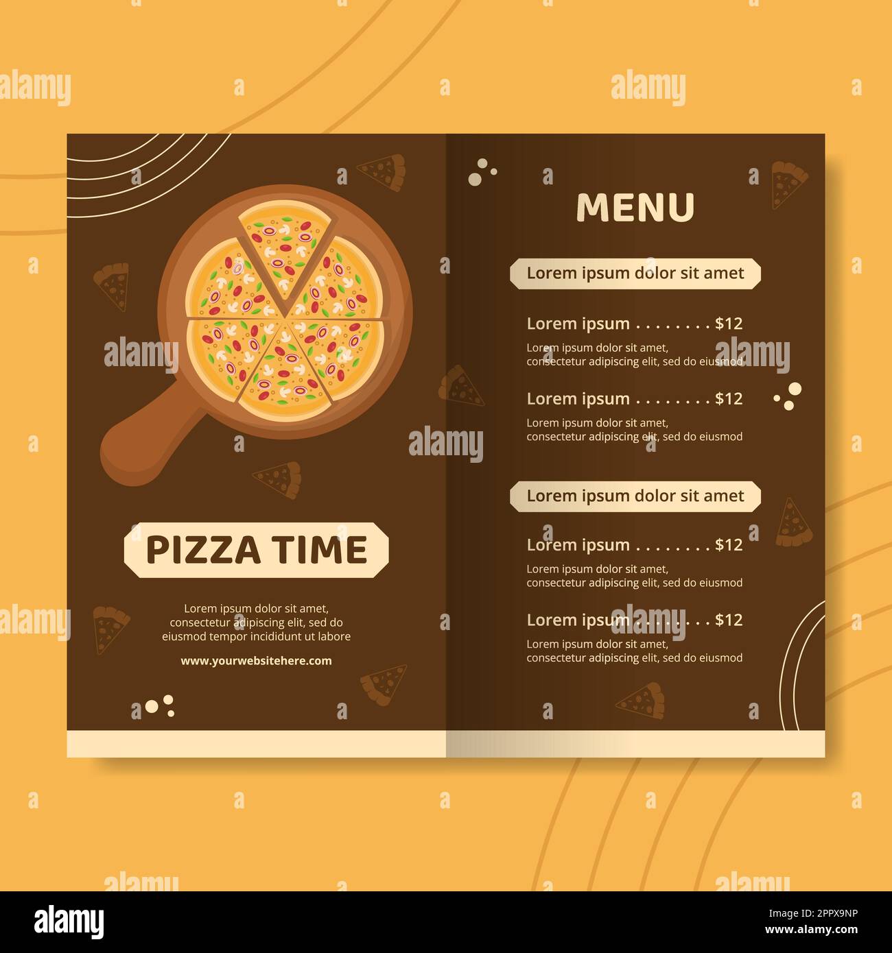 Pizza Food Brochure Template Hand Drawn Cartoon Background Vector ...