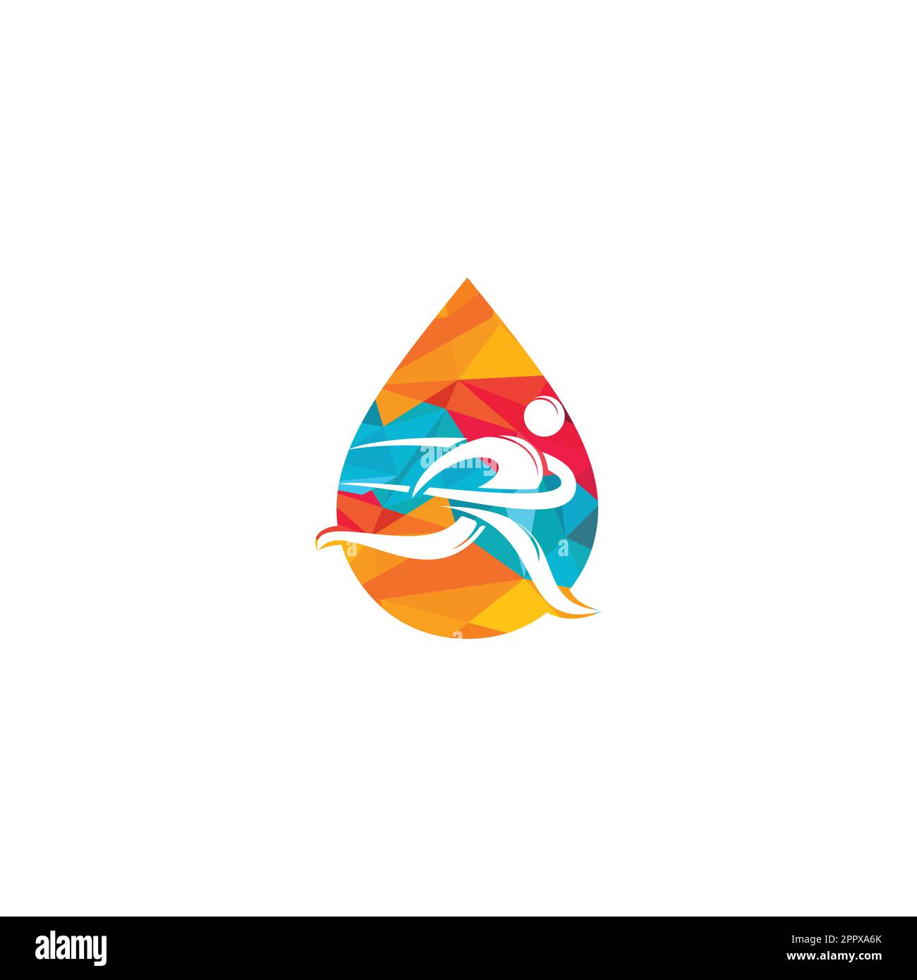 Running man with finish ribbon and water drop shape logo. Running man ...