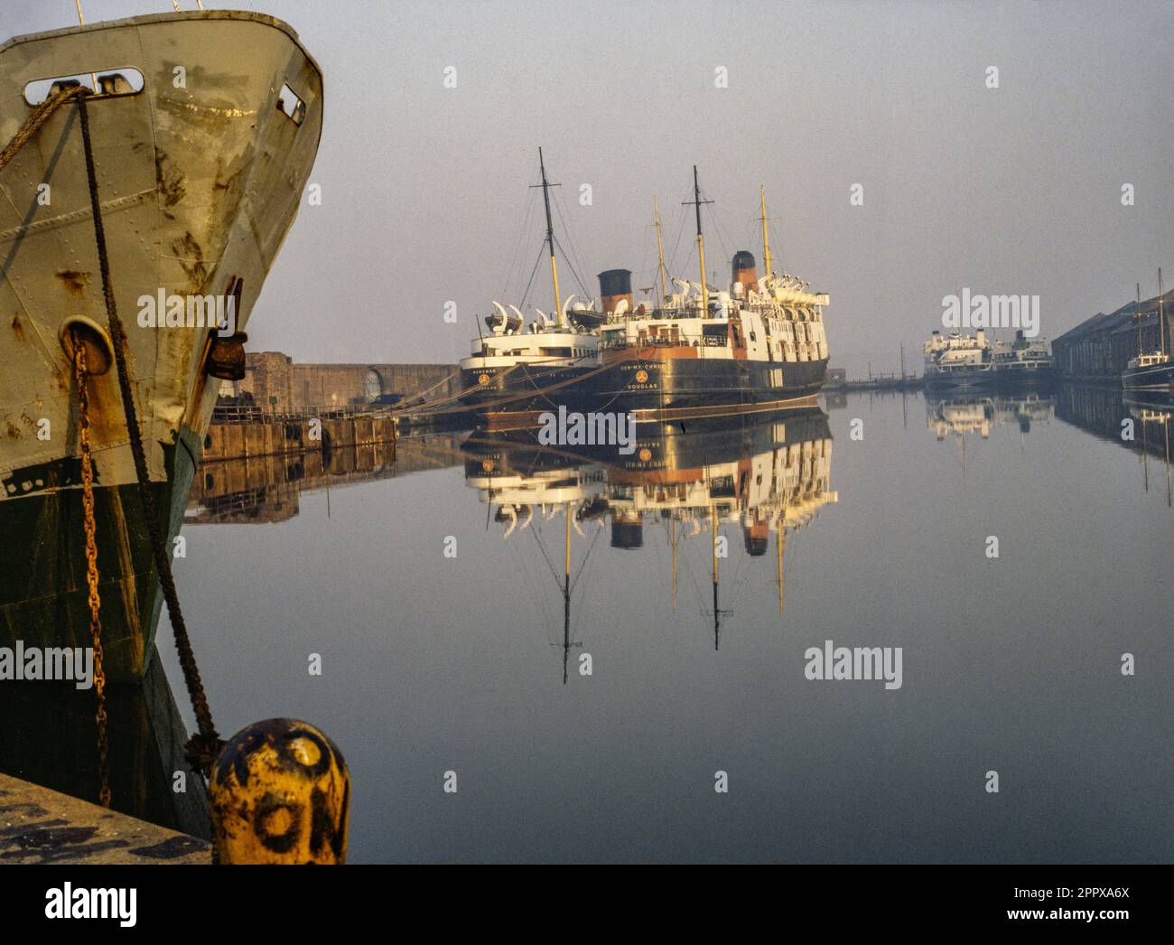 Isle of Man ferries Manxman and Ben-my Cree in Birkenhead docks on an ...