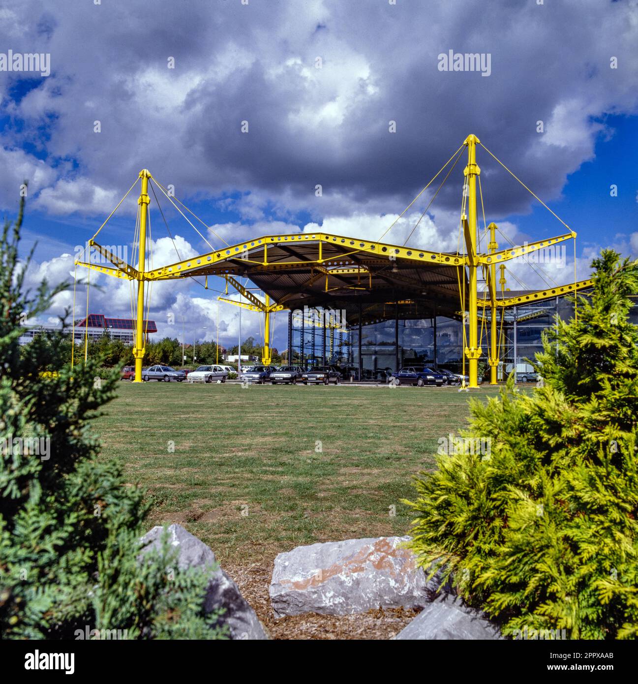 Renault car dealership in modern building in Swindon in 1989 Stock ...