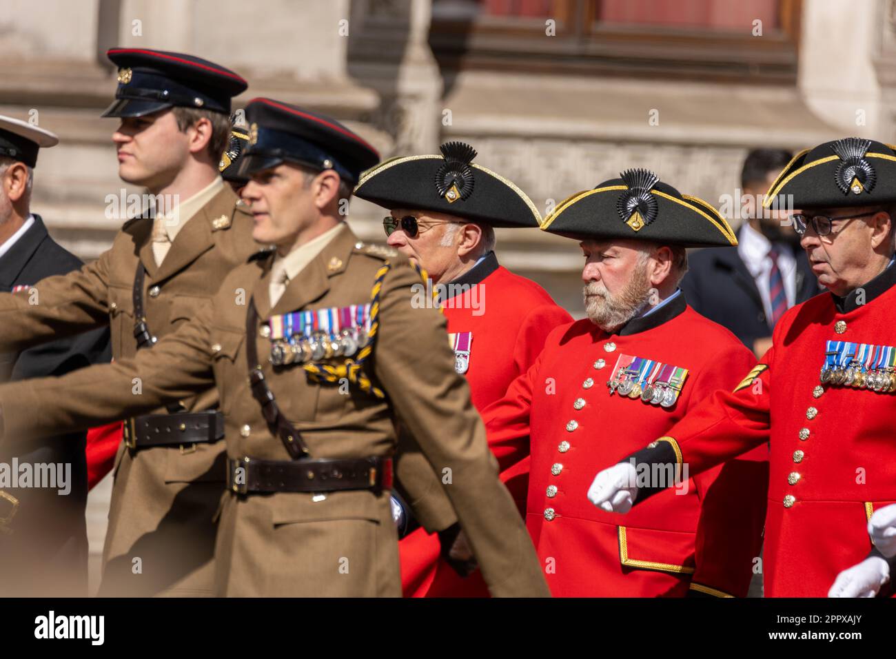 London, UK. 25th Apr, 2023. ANZAC day commemoration at the Cenotaph ...