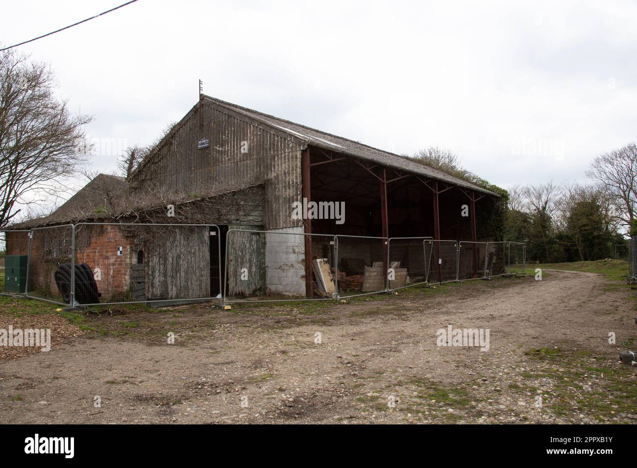The derelict buildings of the disused Woodhouse Farm Rivenhall Essex ...