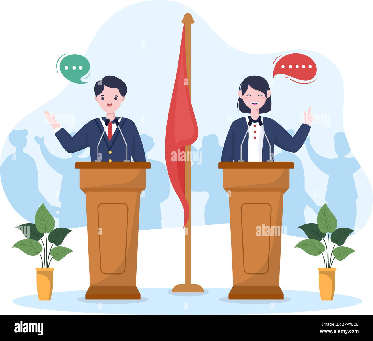 Political Candidate Cartoon Hand Drawn Illustration with Debates ...