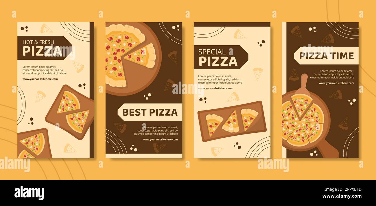 Pizza Food Social Media Stories Template Hand Drawn Cartoon Background ...