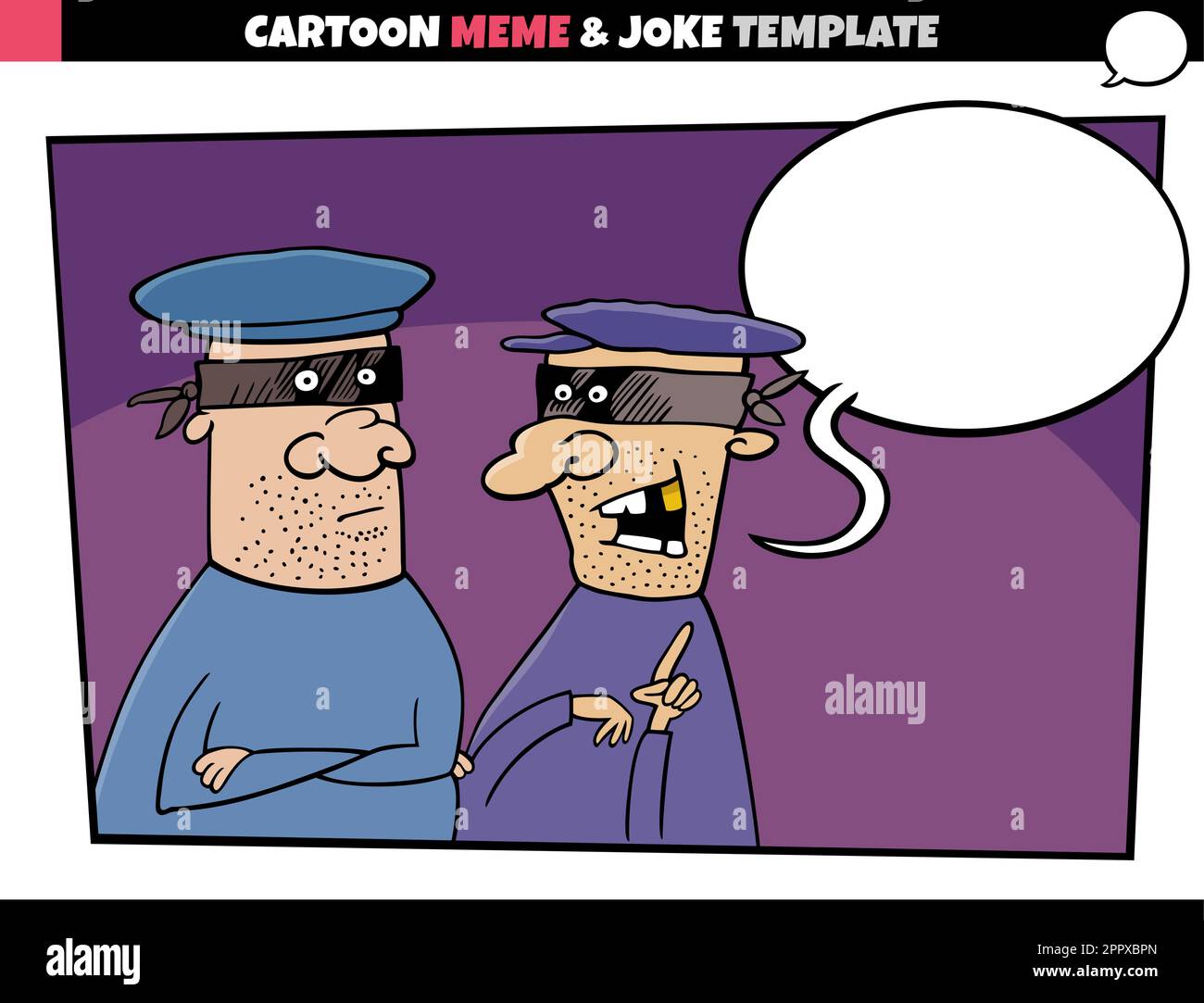 cartoon meme template with speech bubble and comic thieves Stock Vector ...