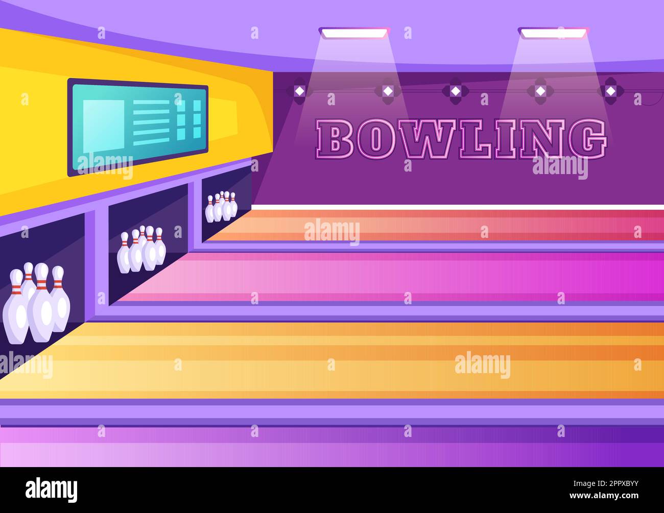 Bowling Game Hand Drawn Cartoon Flat Background Design Illustration ...