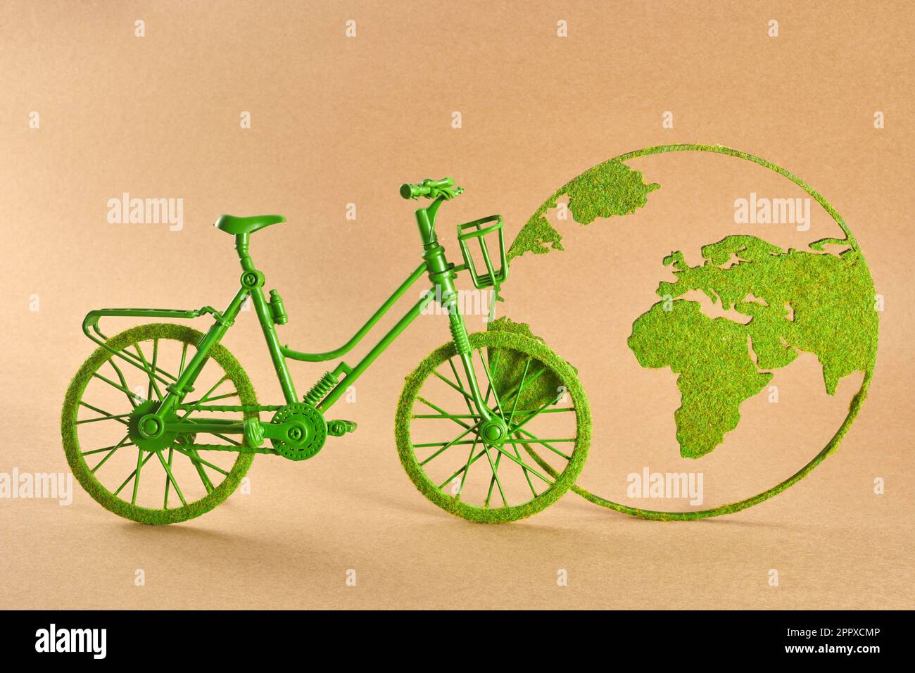 World Bicycle Day. Green bicycle and world. Environment preserve Stock ...