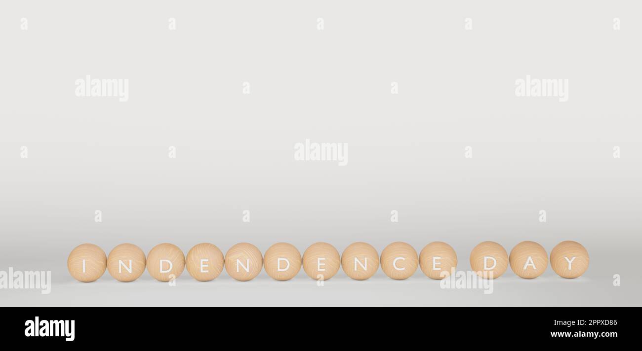 Wooden sphere Independence Day, sphere with text Independence Day. 3D ...