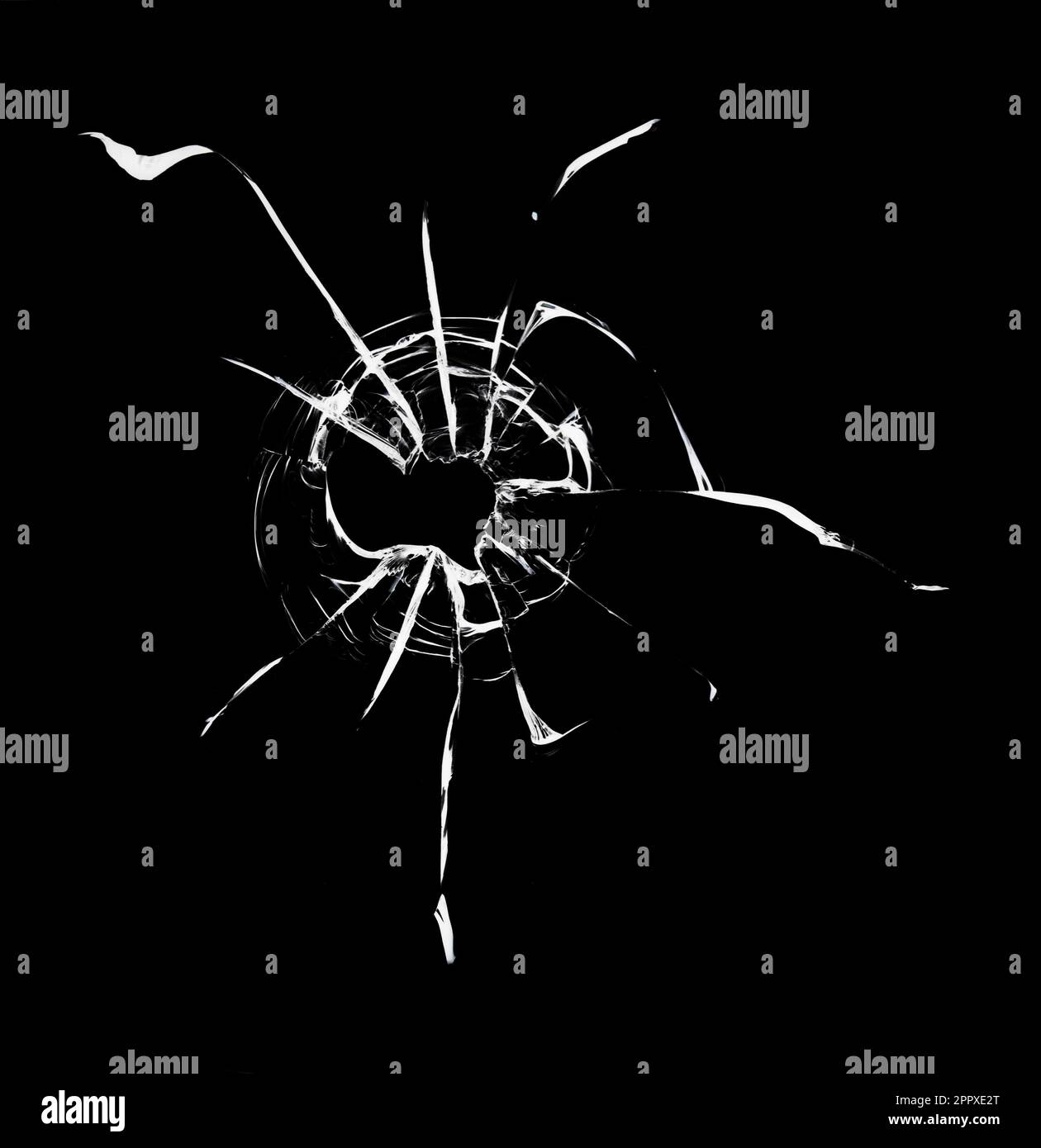 Broken glass texture isolated on black background. Cracks of a ...