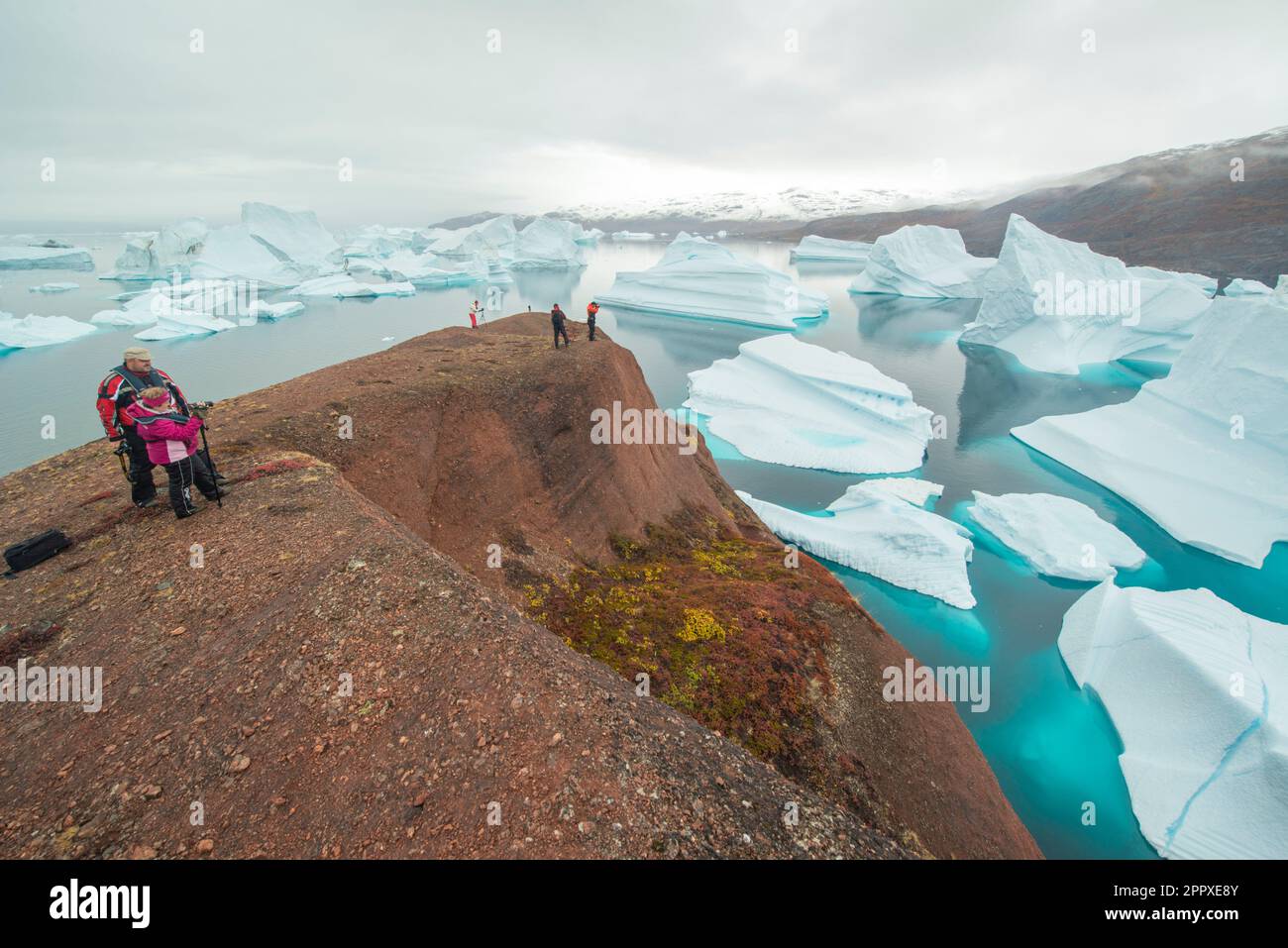 Iceberg graveyard; Rode Fjord, world's largest fjord system, Eastern ...