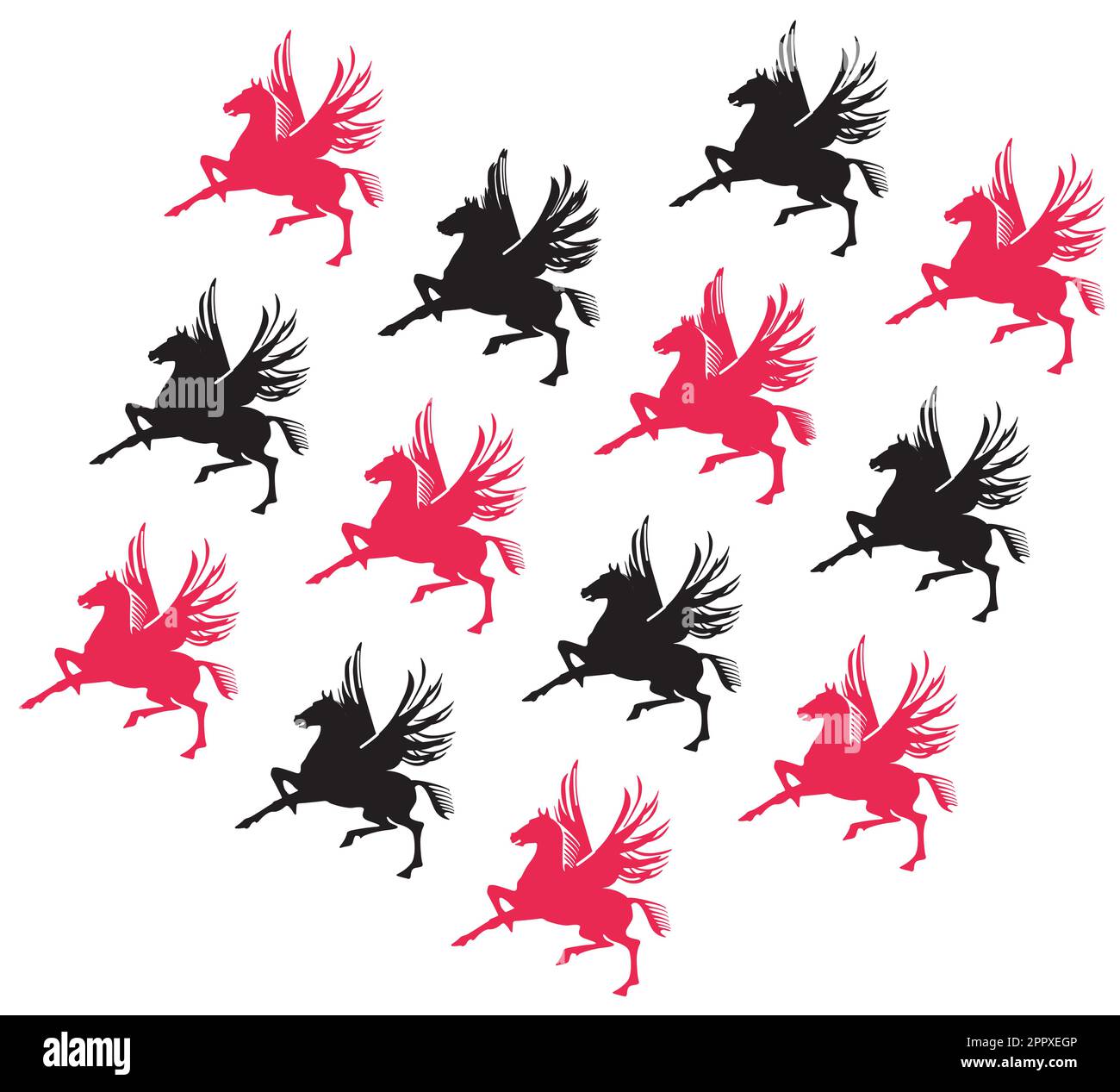 Pegasus pattern, mythological winged horse isolatedâ€“ illustration ...