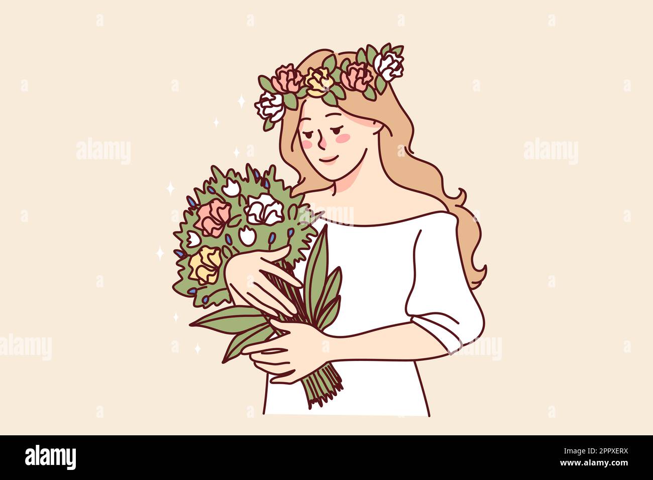 Beauty woman flower field vector bloom garden hi-res stock photography ...