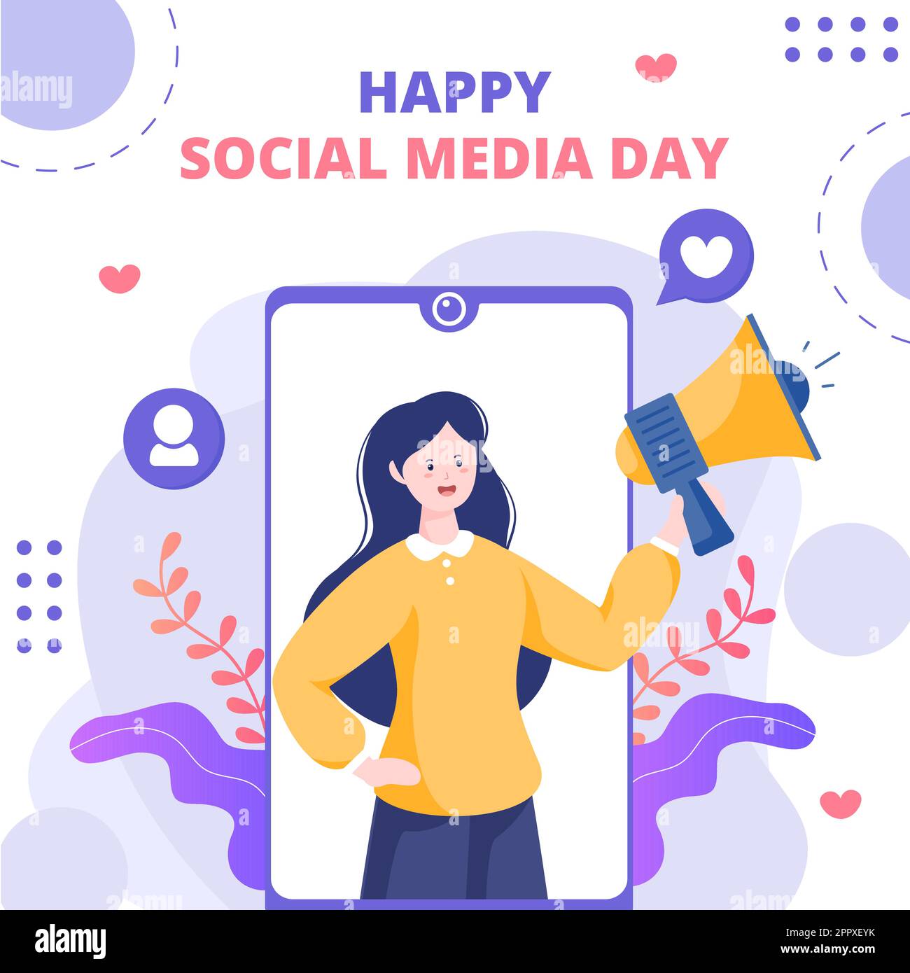 Social Media Day Twitch Background Template Flat Cartoon Vector ...