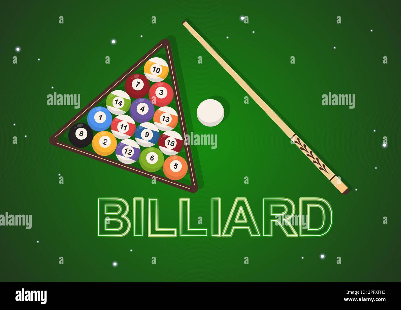Billiards Game Hand Drawn Cartoon Flat Background Illustration with ...