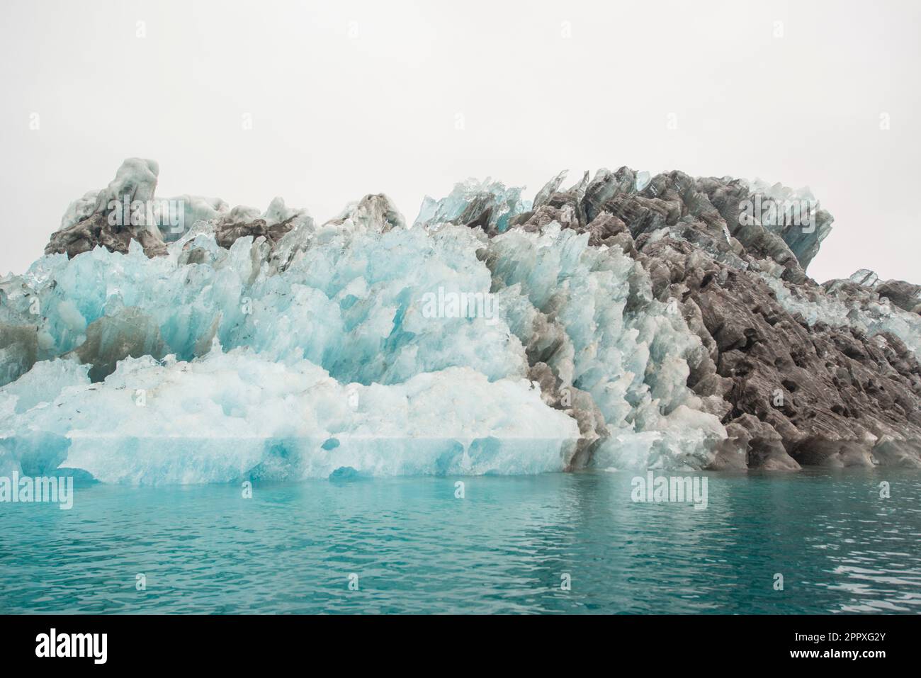 Exposed base of iceberg from base of glacier, Rode Fjord, world's ...