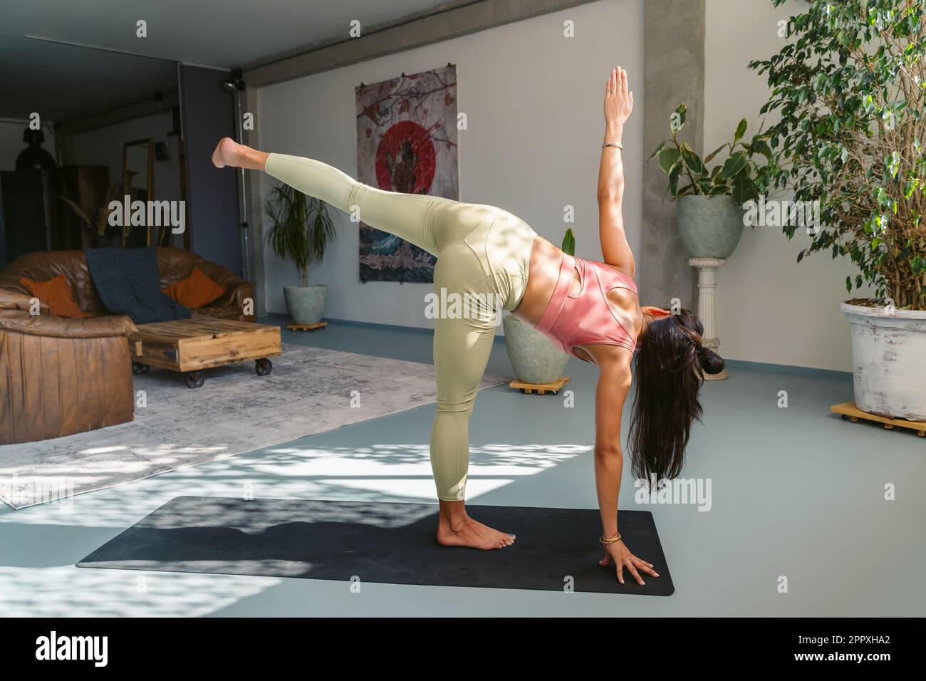 Half moon posture hi-res stock photography and images - Alamy