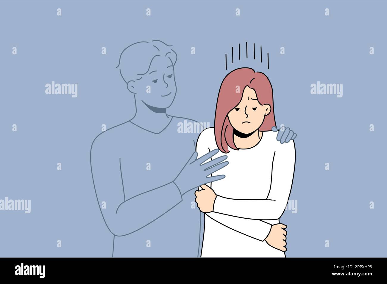 Invisible Man Hugging Sad Woman Stock Vector Image And Art Alamy