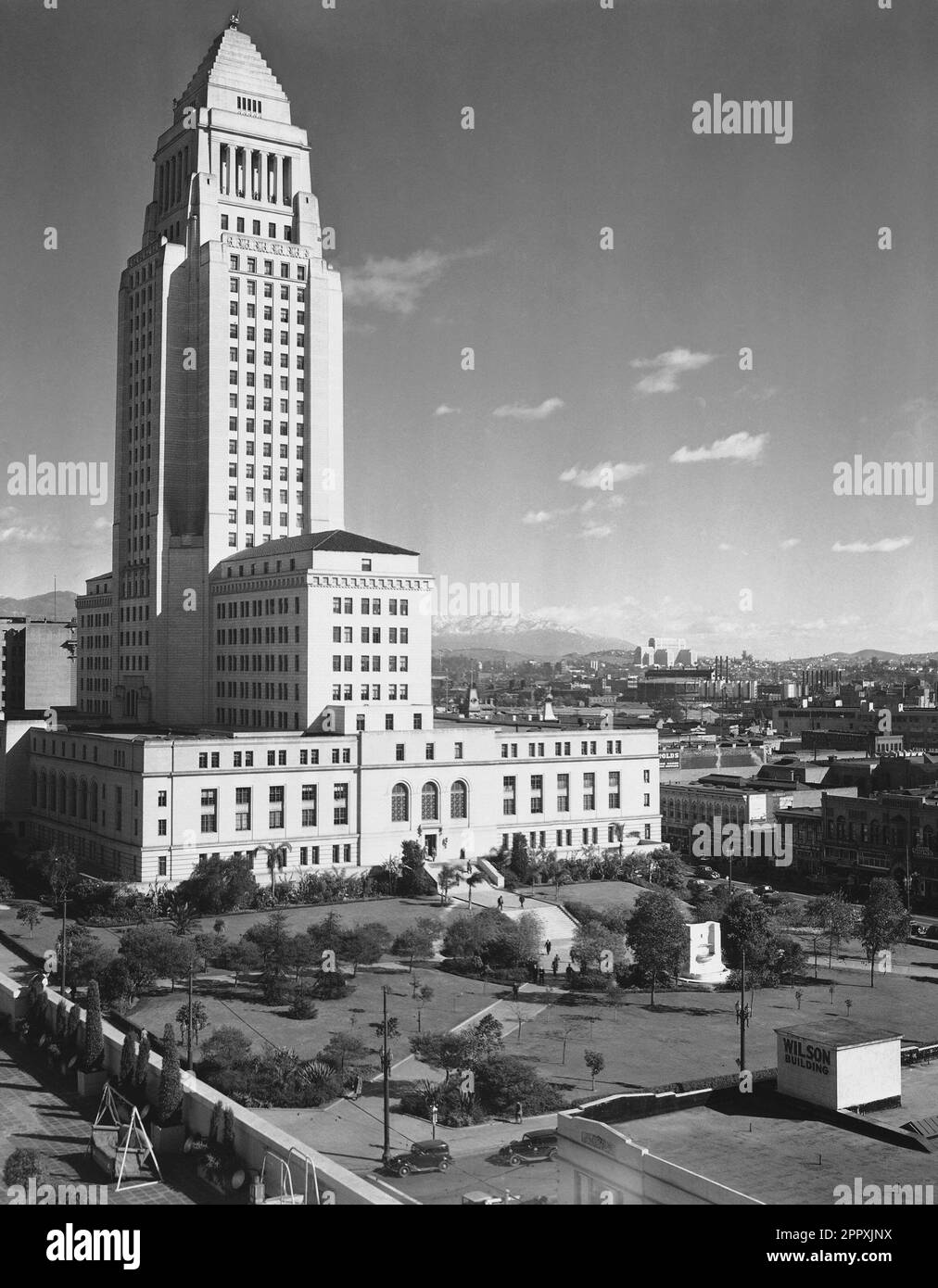 FILE - Los Angeles City Hall dominates the low skyline in Los Angeles ...