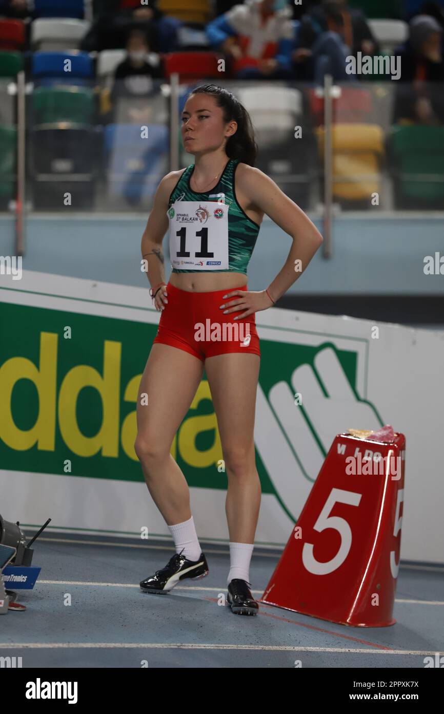 ISTANBUL, TURKEY - MARCH 05, 2022: Deva-Mariya Dragieva running during ...