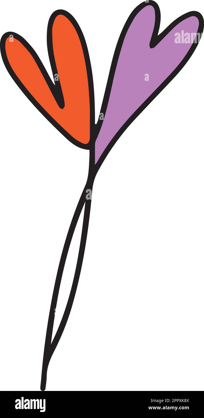 Heart plant icon abstract hand drawn flower line art symbol for nature ...