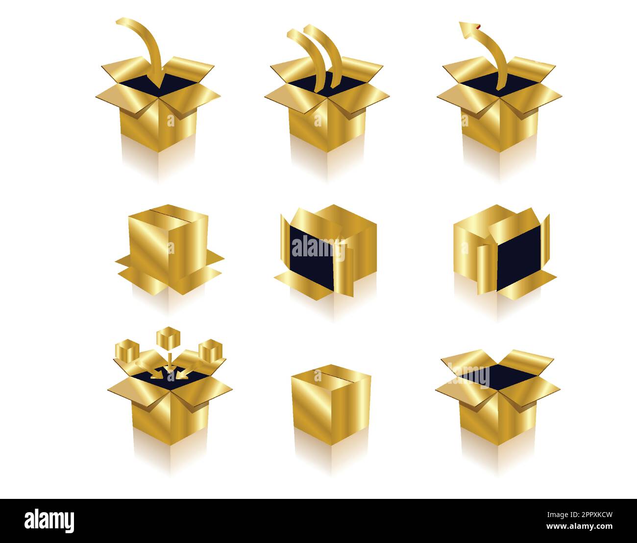 set of gold box icons isolate on white background Stock Vector Image ...