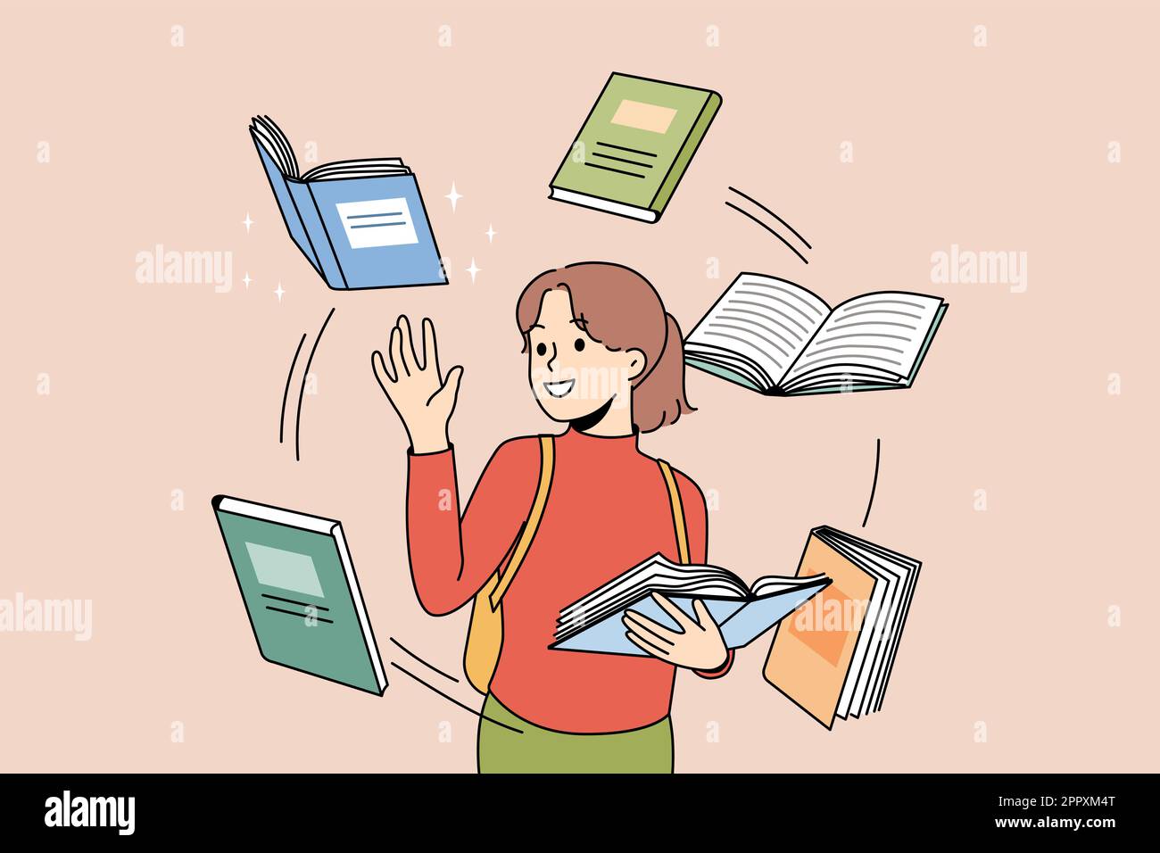 Happy girl reading book Stock Vector Image & Art - Alamy