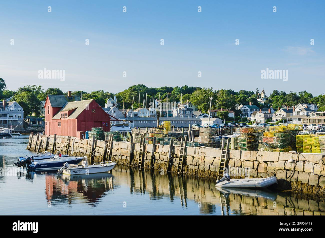 Rockport harbor with iconic red fishing shack in the distance ...