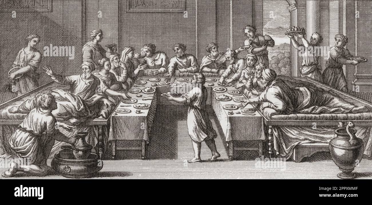 A feast in the Middle Ages. After an 18th century work Stock Photo - Alamy