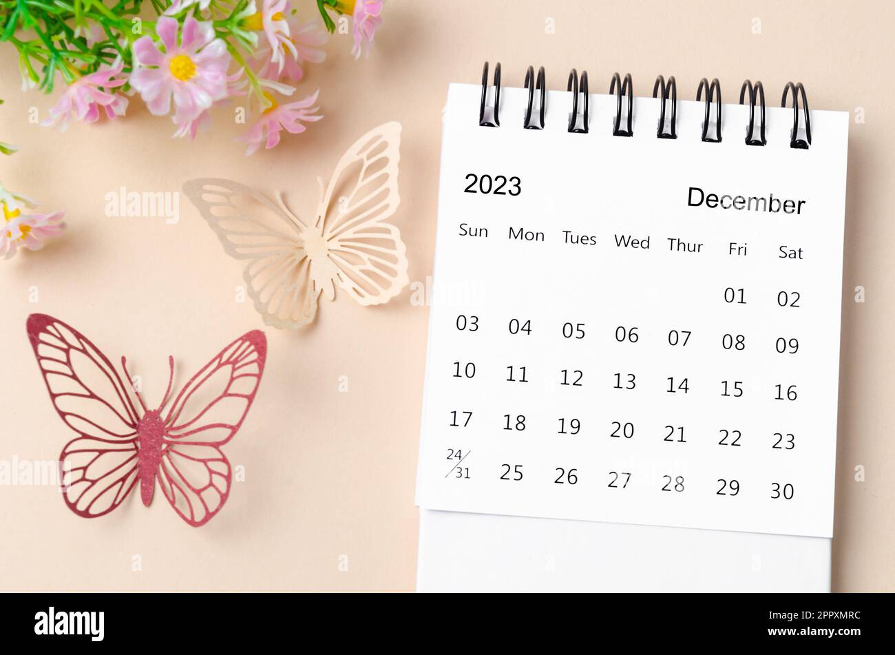 December 2023 desk calendar for the organizer to plan, reminder and ...