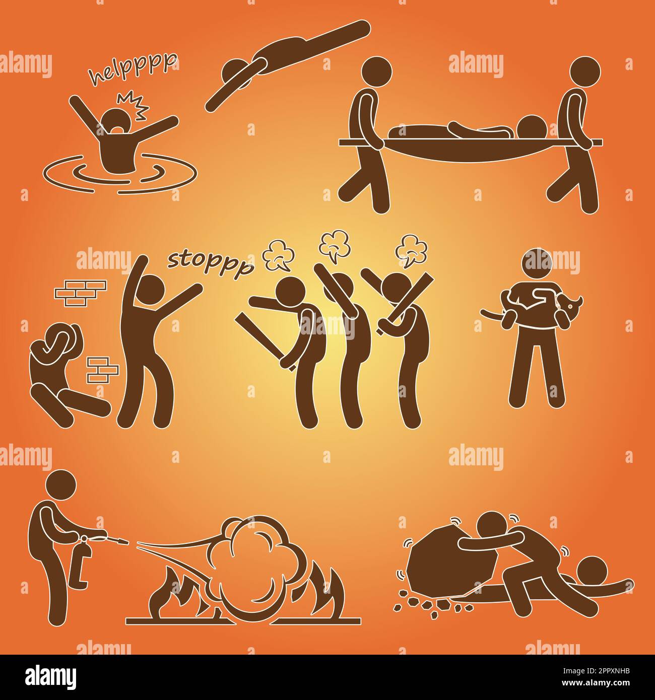 People help fire accident Stock Vector Images - Alamy