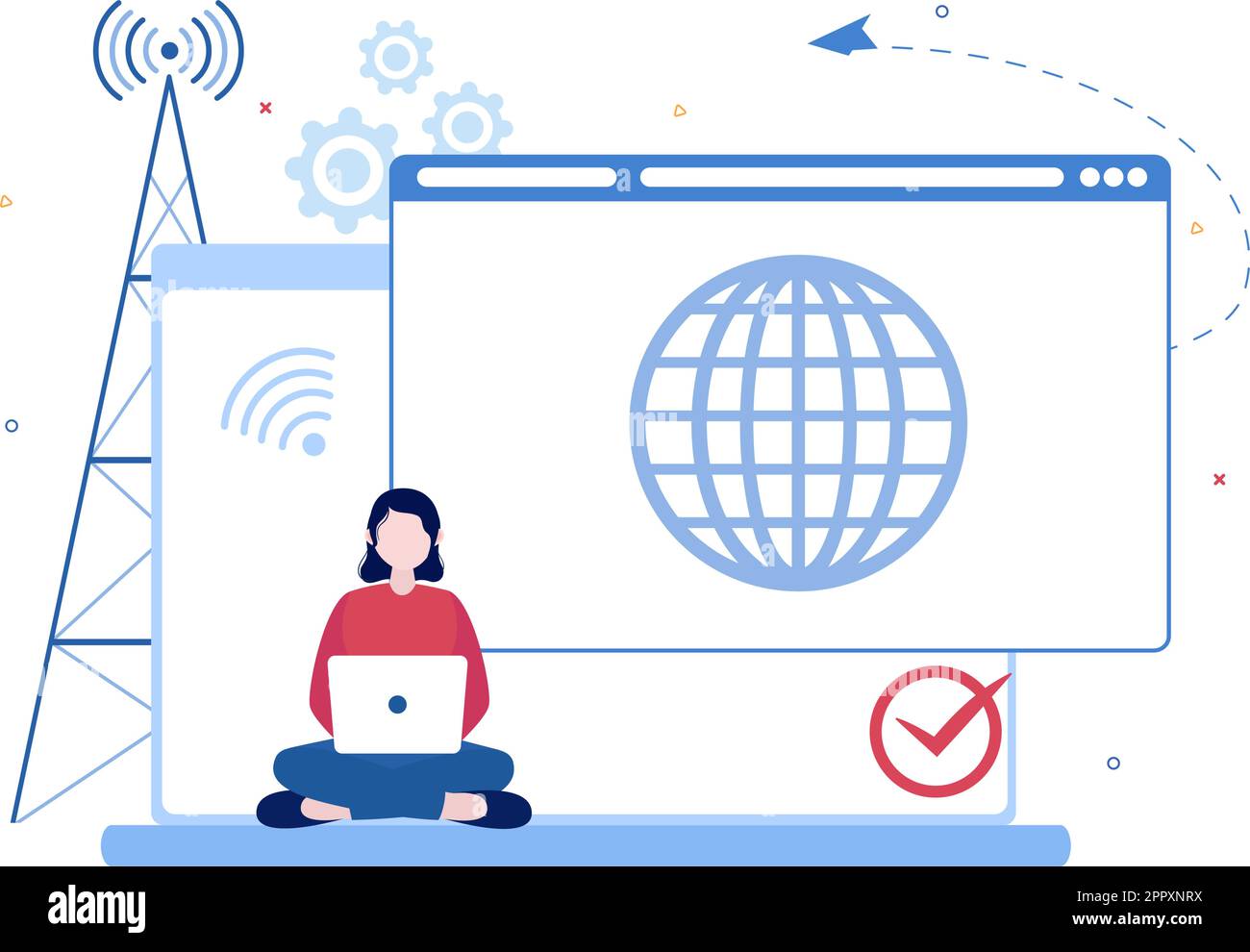 ISP or Internet Service Provider Cartoon Illustration with Keywords and ...